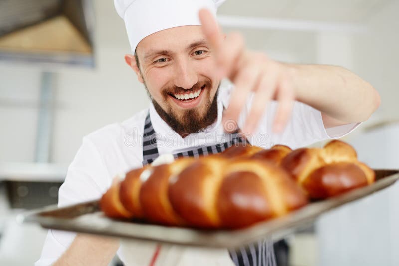 Happy pastry-chef stock image. Image of working, culinary - 92748179