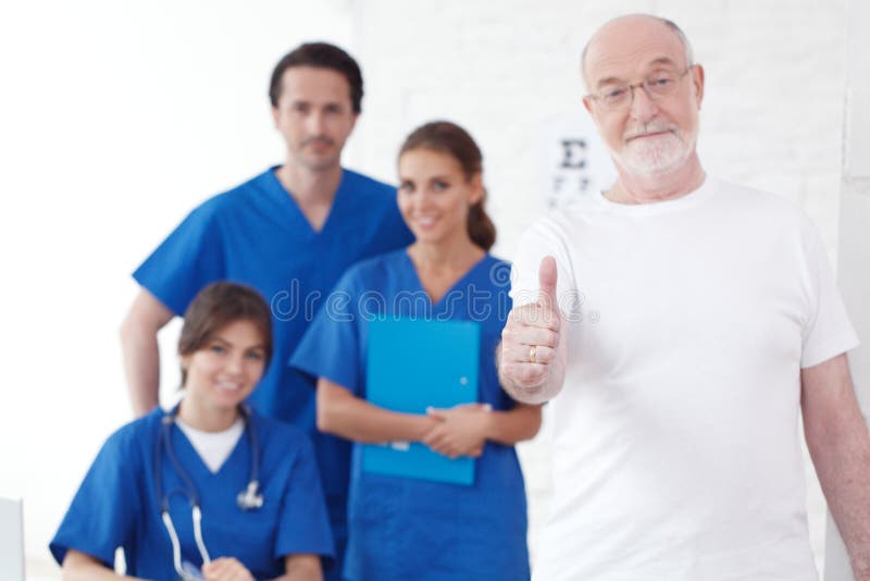 Happy patient and doctors stock photo. Image of healthcare - 59618618