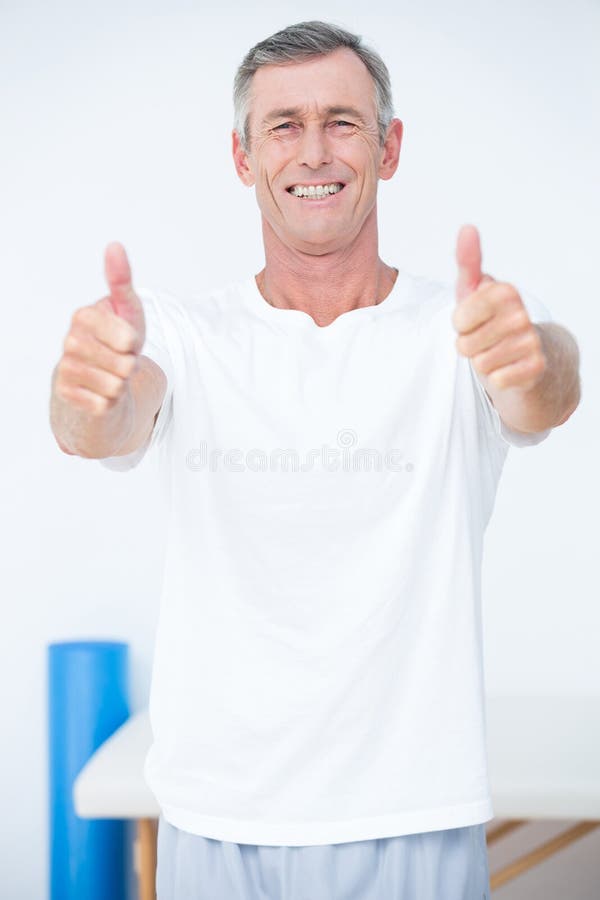 Happy Patient Looking at Camera Thumbs Up Stock Image - Image of ...