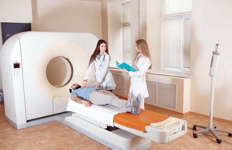 Happy Patient Undergoing Mri Scan at Hospital Stock Photo - Image of ...
