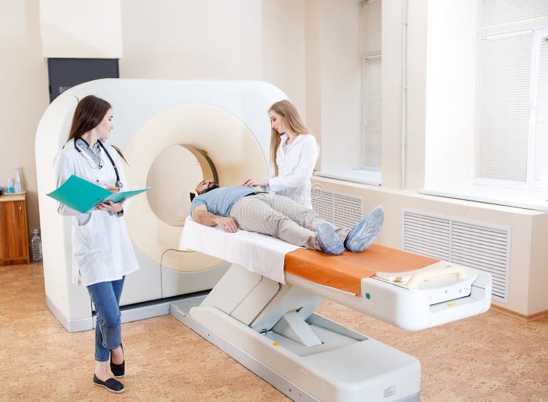 Happy Patient Undergoing Mri Scan at Hospital Stock Image - Image of ...