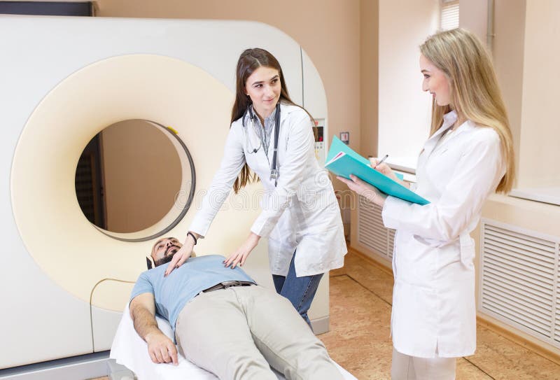 Happy Patient Undergoing Mri Scan at Hospital Stock Photo - Image of ...