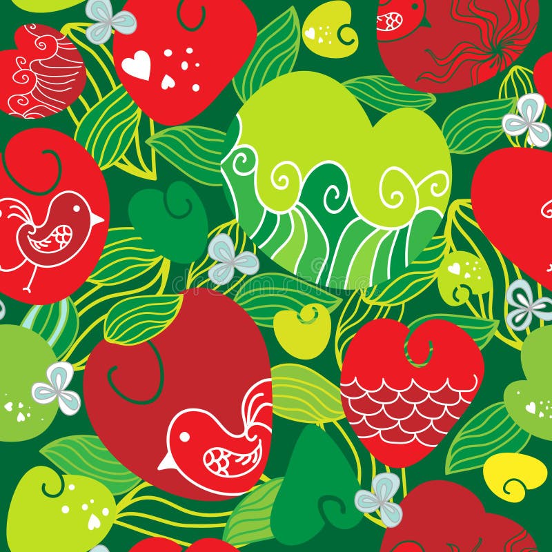 Happy Pattern with Hearts and Love Birds, . Stock Illustration ...