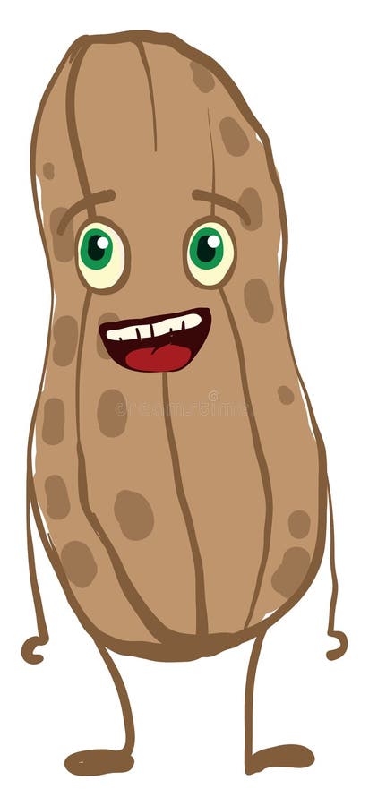 Happy Peanut Cartoon Character Waving Stock Illustration - Illustration ...