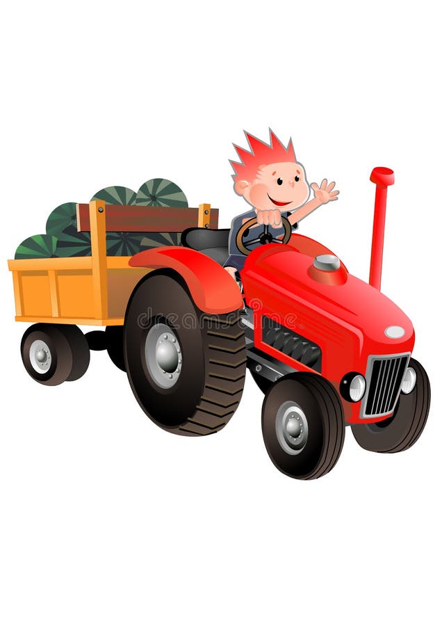 Blue cartoon tractor stock illustration. Illustration of comic - 94857780