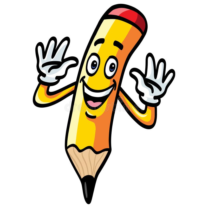 Happy Pencil Cartoon Vector Illustration Stock Vector - Illustration of ...