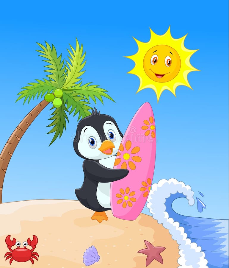 Cute Cartoon Penguin Beach Stock Illustrations – 732 Cute Cartoon ...