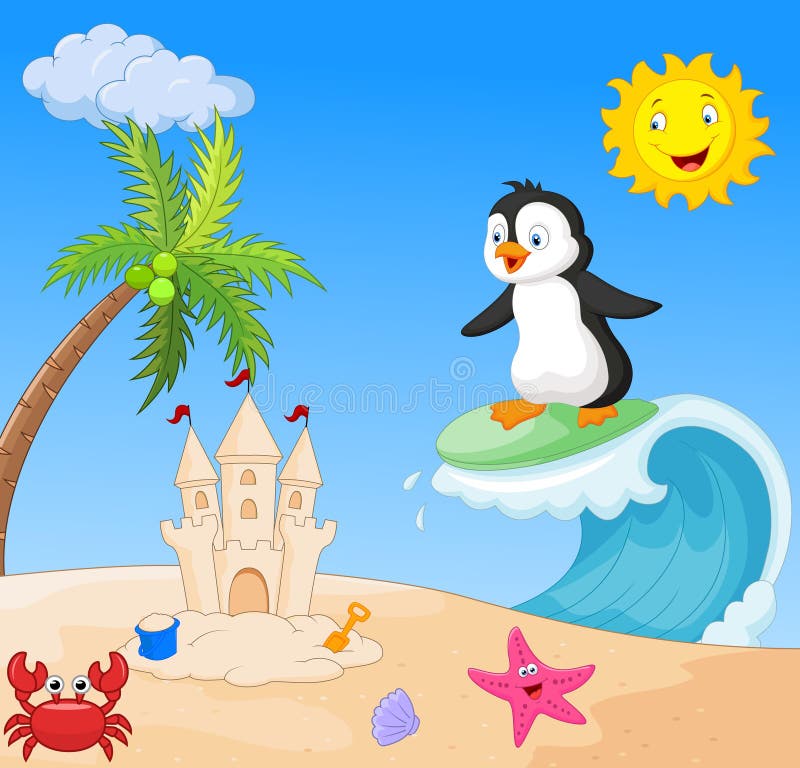 Cute Cartoon Penguin Beach Stock Illustrations – 732 Cute Cartoon ...