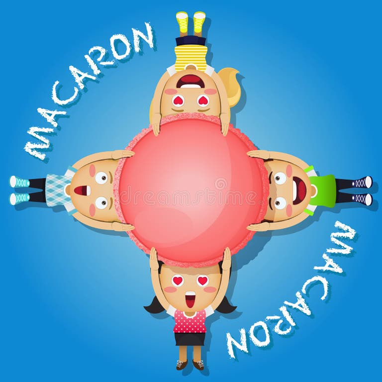 Happy People Carrying Macaroon or Macaron Stock Vector - Illustration ...