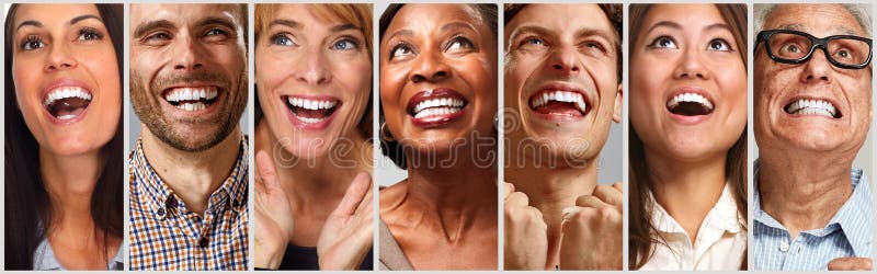 Happy people faces set stock photo. Image of male, asian - 142170838