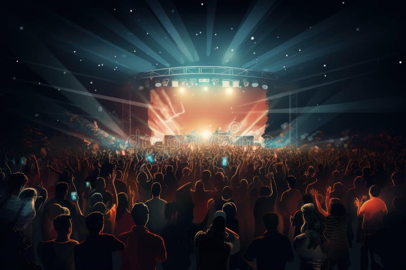 Happy People Going To Concert. Generate Ai Stock Photo - Image of ...