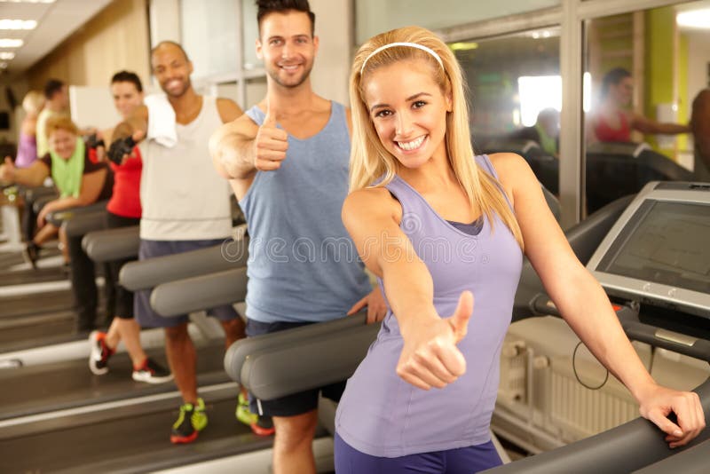 Happy people in gym stock photo. Image of adult, good - 50081708