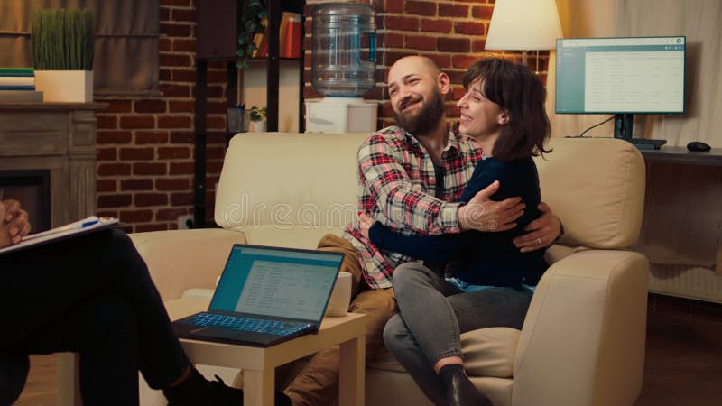 Happy People Hugging after Solving Relationship Problems Stock Video ...