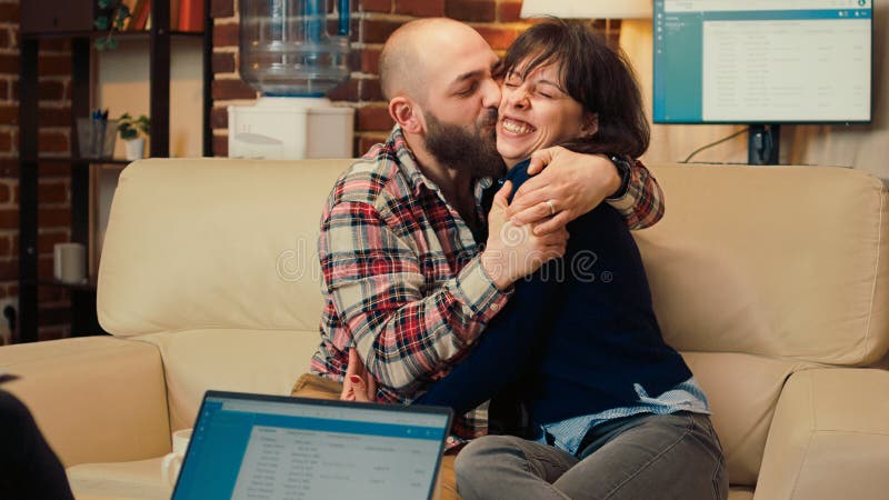 Happy People Hugging after Solving Relationship Problems Stock Photo ...