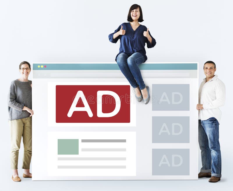 Happy People with Internet Browser Stock Photo - Image of display ...