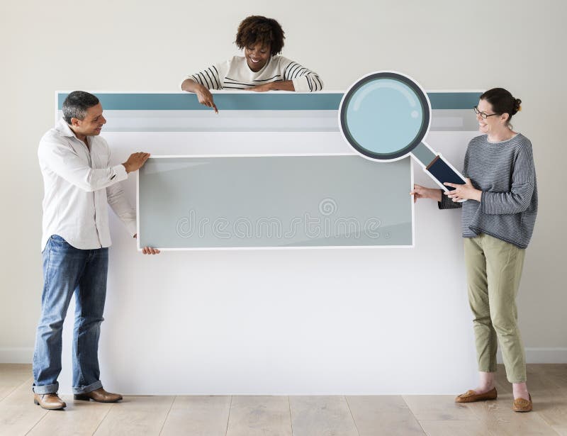 Happy People with Internet Browser Stock Image - Image of media, mockup ...