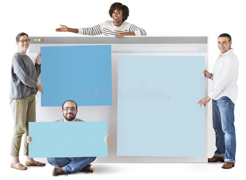 Happy People with Internet Explorer Stock Image - Image of holding ...