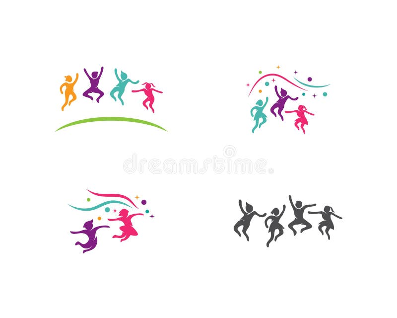 Happy People jump concept stock vector. Illustration of trampoline ...