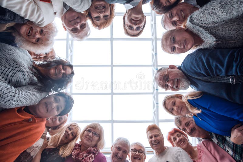 Happy People Looking Down at Camera Stock Photo - Image of colorful ...