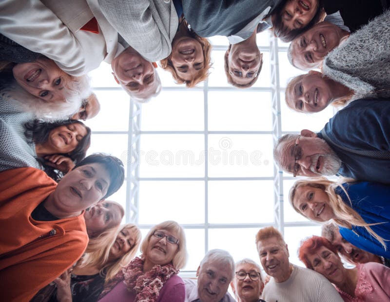 Happy People Looking Down at Camera Stock Photo - Image of people ...