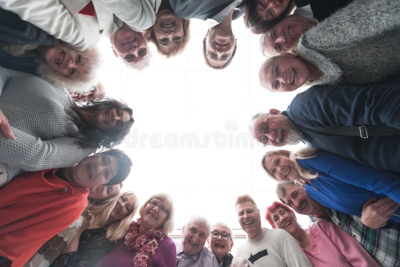 Happy People Looking Down at Camera Stock Image - Image of colorful ...