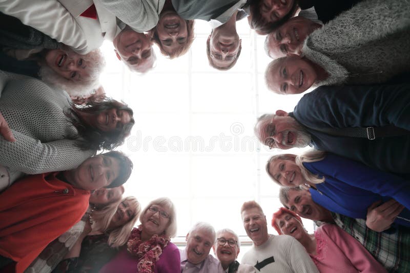 Happy People Looking Down at Camera Stock Image - Image of ...