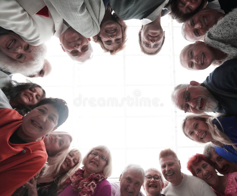 Happy People Looking Down at Camera Stock Photo - Image of friendship ...