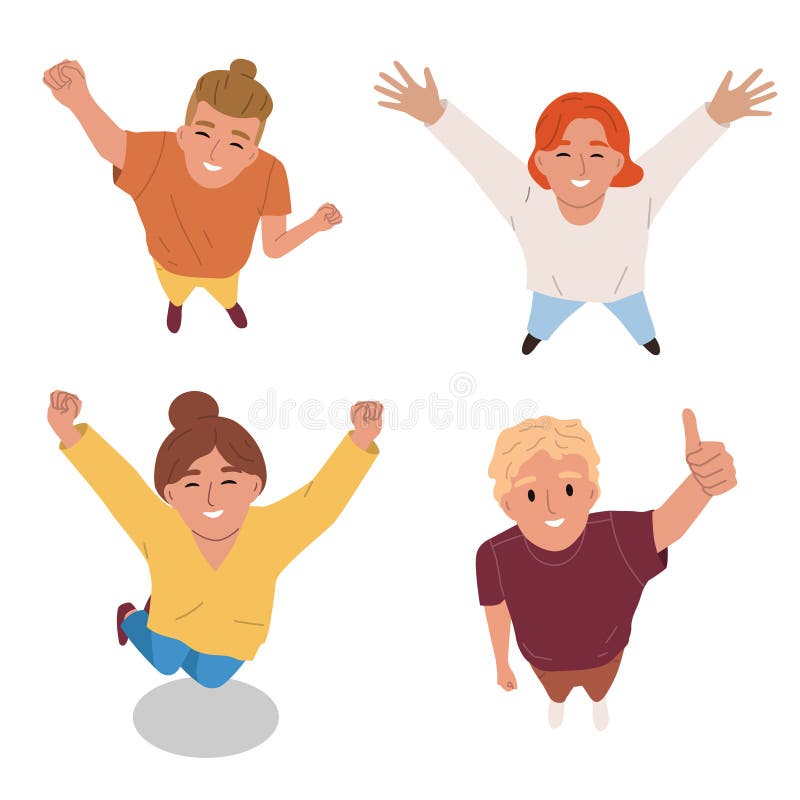 Happy People Looking Up Set Stock Vector - Illustration of computer ...