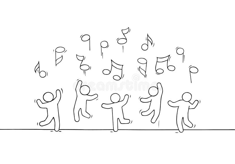 Happy people and notes stock vector. Illustration of musician - 241709259