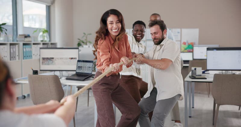 Happy People, Rope or Team Building with Game for Competition, Activity ...