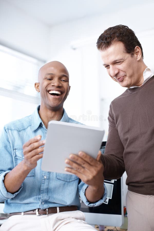 Happy, People and Tablet for Web Development in Office for Programming ...