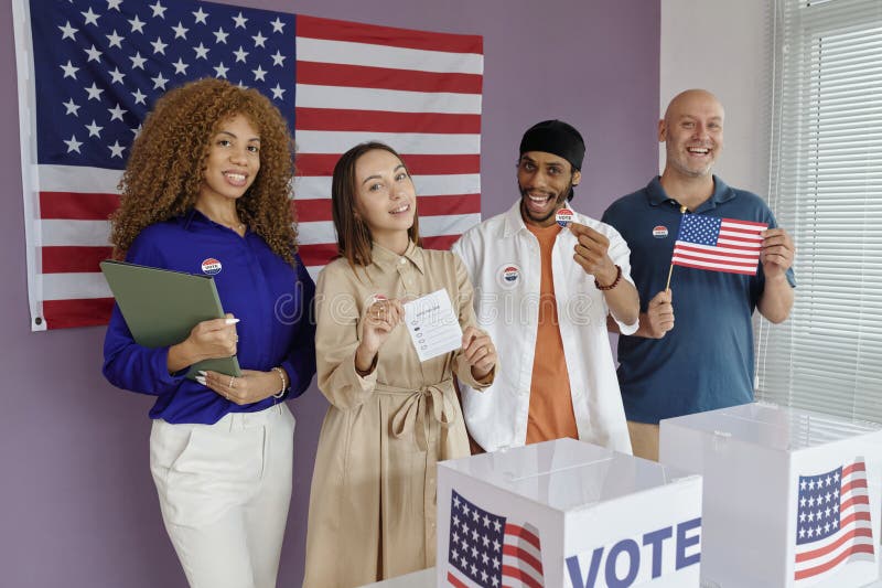 Happy People Visiting Voting Centre Stock Image - Image of bulletin ...