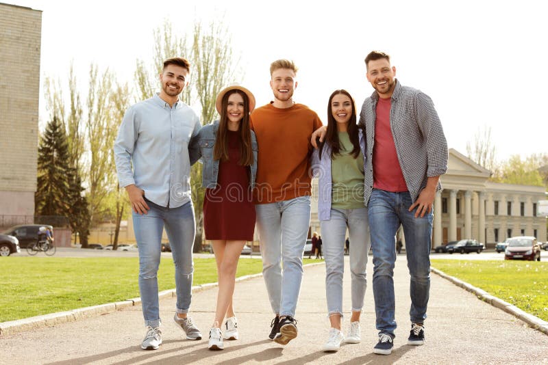 Happy People Walking Outdoors Stock Photo - Image of friends, holiday ...