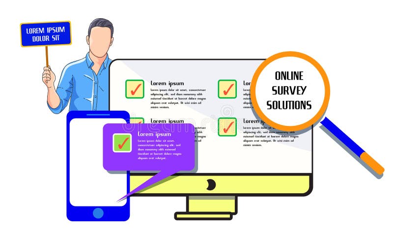 Online Survey Design,Checklist, Questionnaire, Feedback Concept Stock ...
