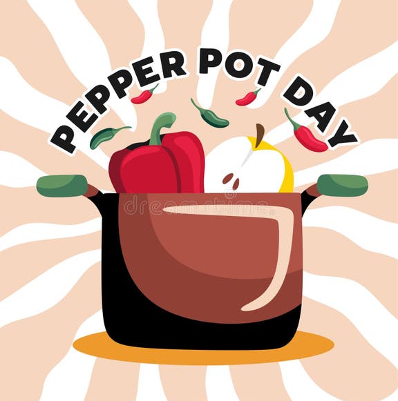 Happy Pepper Pot Day with Delicious Pepper Pot Stock Vector ...