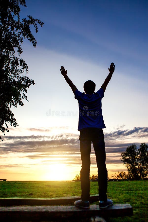 Happy Person Silhouette stock photo. Image of happiness - 74099246
