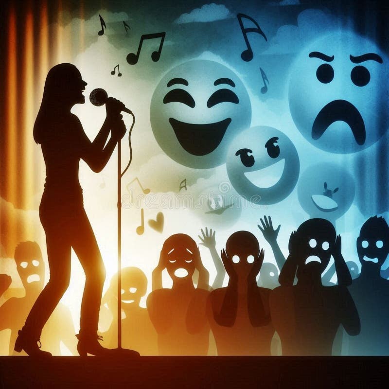 A Happy Person Singing and Holding a Microphone with Distorted Happy ...