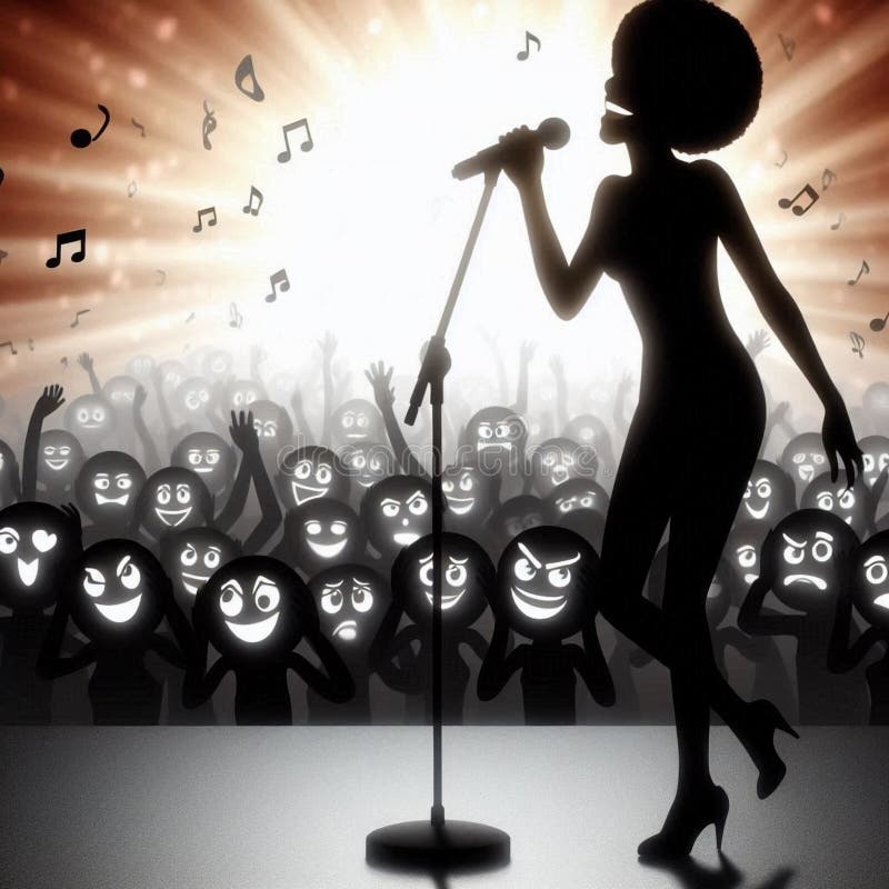 A Happy Person Singing and Holding a Microphone with Distorted Happy ...