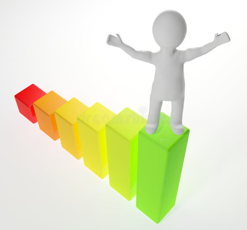 Happy Person on Top of Chart Stock Illustration - Illustration of ...
