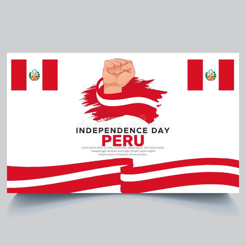 Happy Peru Independence Day Banner and Hand Flag Design Vector Stock ...