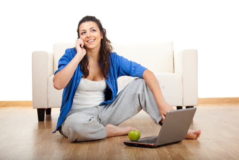 Happy phone call stock photo. Image of modern, internet - 10193940