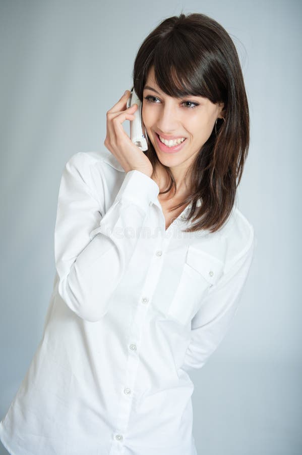 Happy phone call stock image. Image of holding, call - 23361855