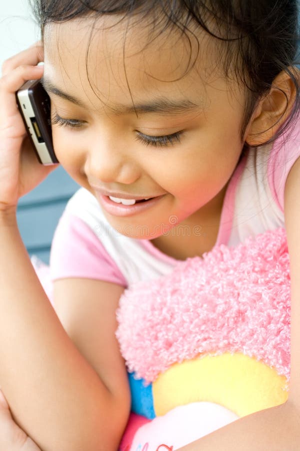 Happy phone call stock photo. Image of girl, happy, little - 9256836