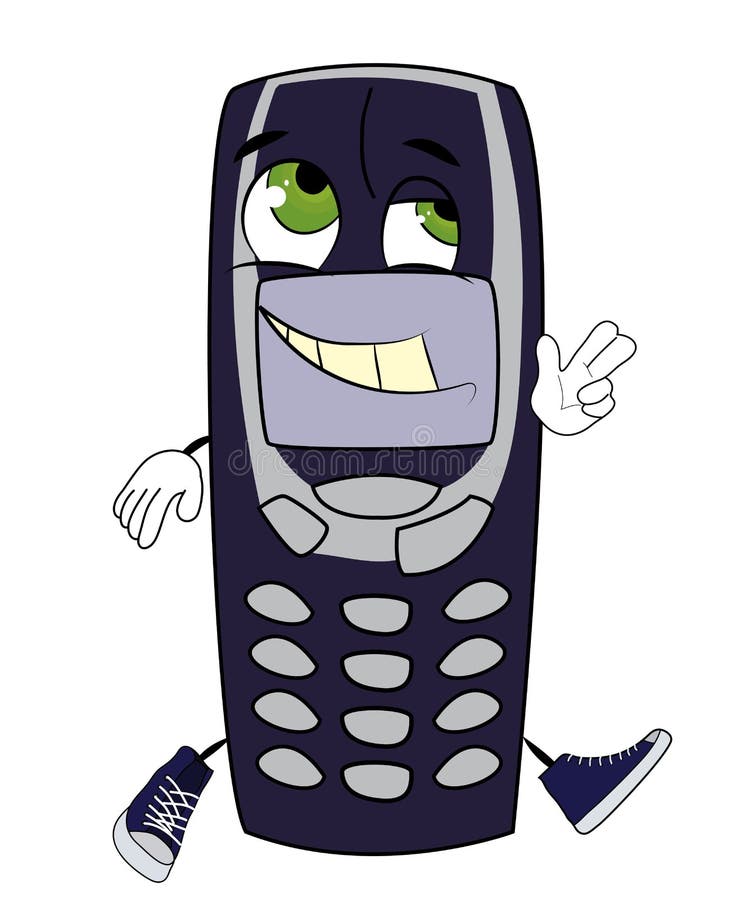 Happy phone cartoon stock illustration. Illustration of cell - 43762084