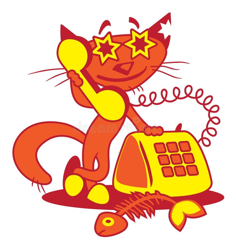 Happy Phone Cat stock vector. Illustration of smiling - 9030943