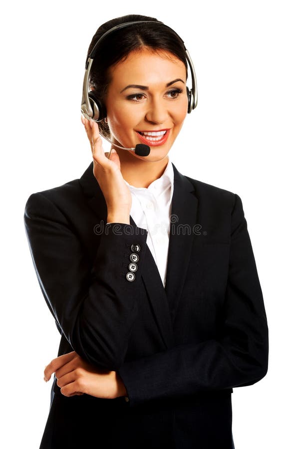 Happy Phone Operator in Headset Stock Image - Image of portrait ...