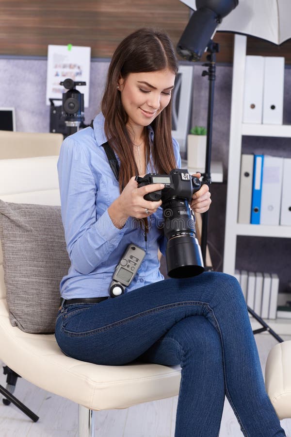 Happy Photographer Girl With Camera Stock Image - Image of beauty ...