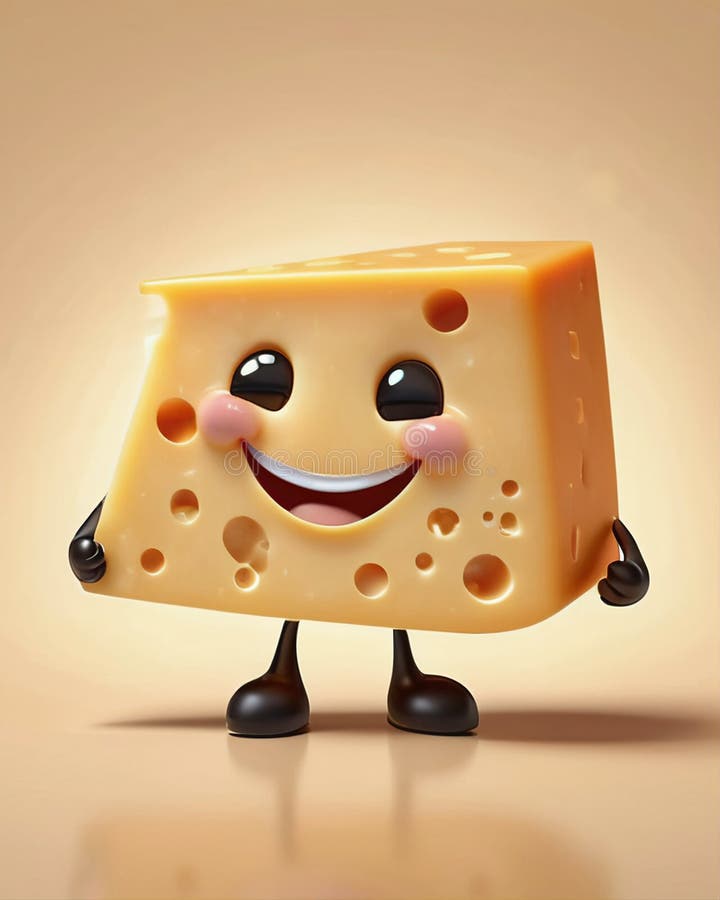 Happy Piece of Cheese with a Face Stock Illustration - Illustration of ...