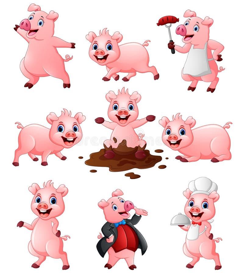 Happy Pig Eating stock vector. Illustration of farm, eating - 1750659