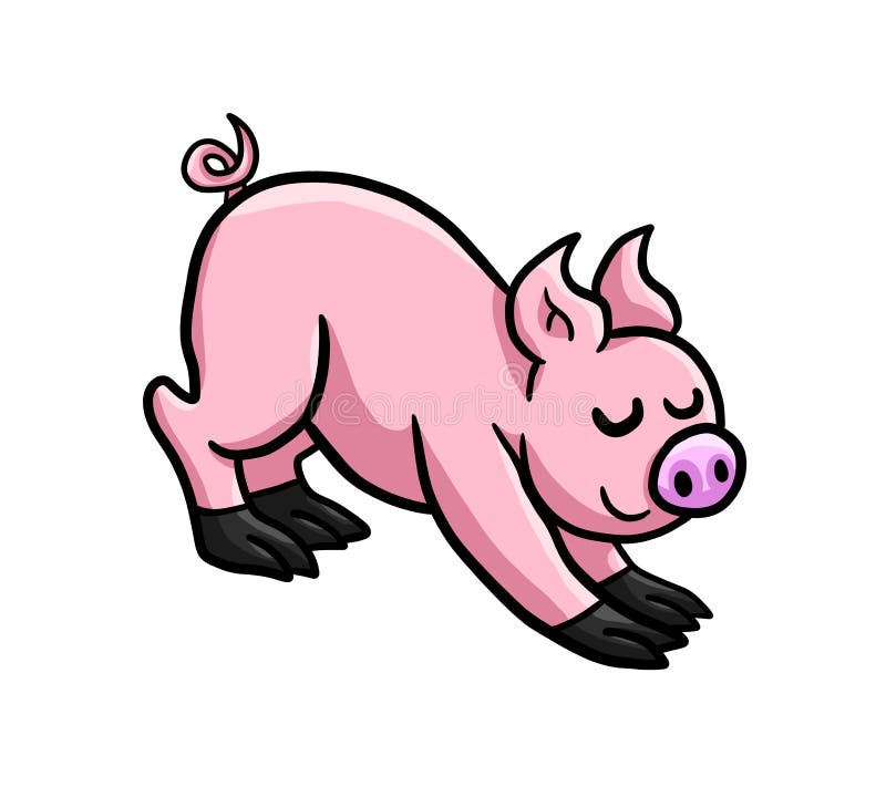 Happy Pig is Stretching stock illustration. Illustration of animal ...